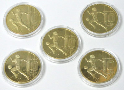 Diego Maradona GOLD PLATED COIN COLLECTION 5 COIN SET, with a Box ...