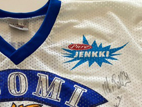 1995 Team Finland Saku KOIVU #11 Sponsor PURE JENKKI Logo ja ...
